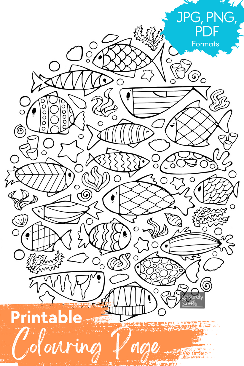 DIGITAL PRODUCT - 'Fishy!' Colouring Page – LeisurelyScribbles